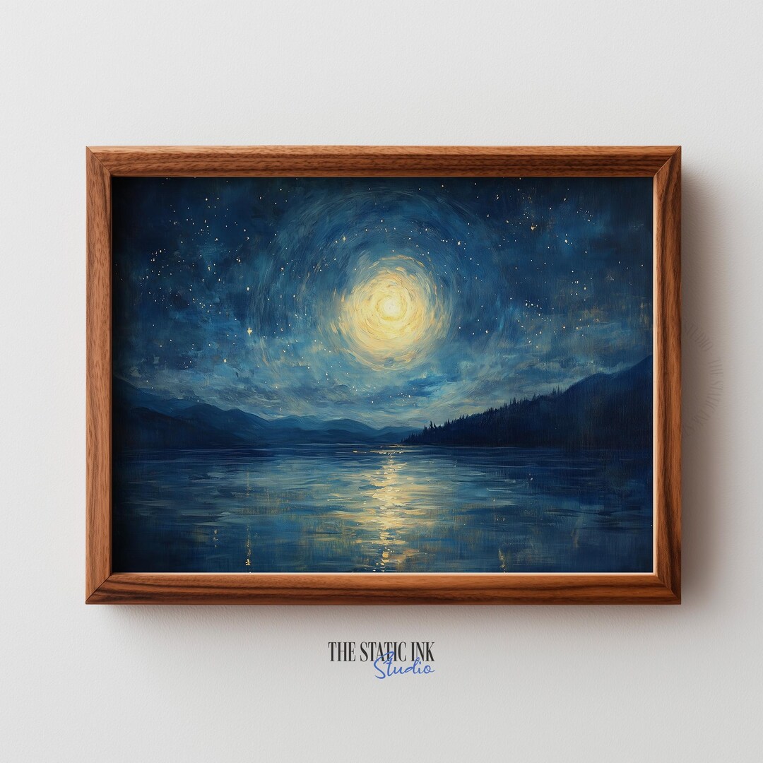 Moody Celestial Neptune Planet Print - Dreamy Night Sky Wall Art ...