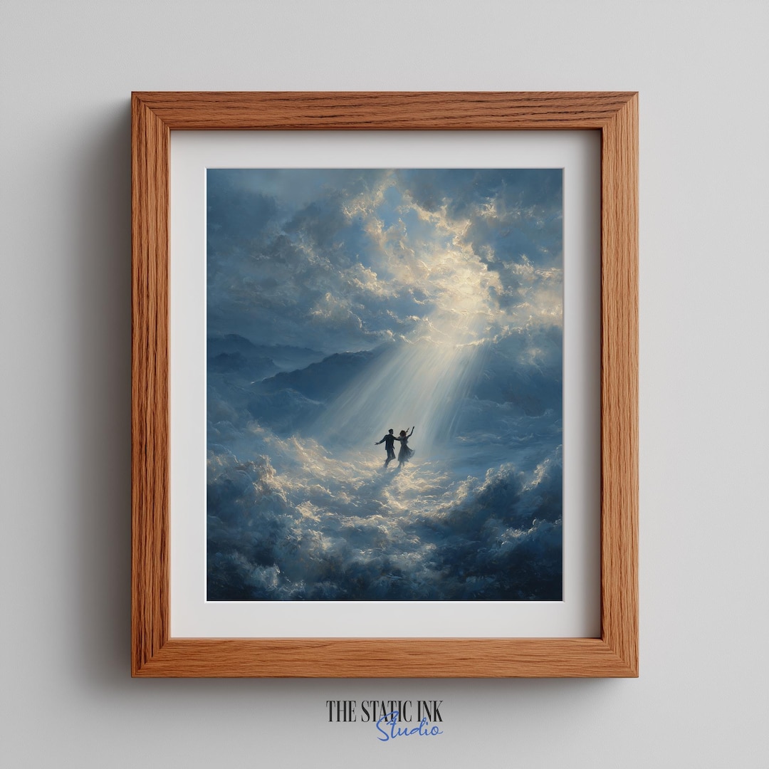 Dreamy Surreal Couple Dancing in Clouds - Moody Romantic Nightscape ...