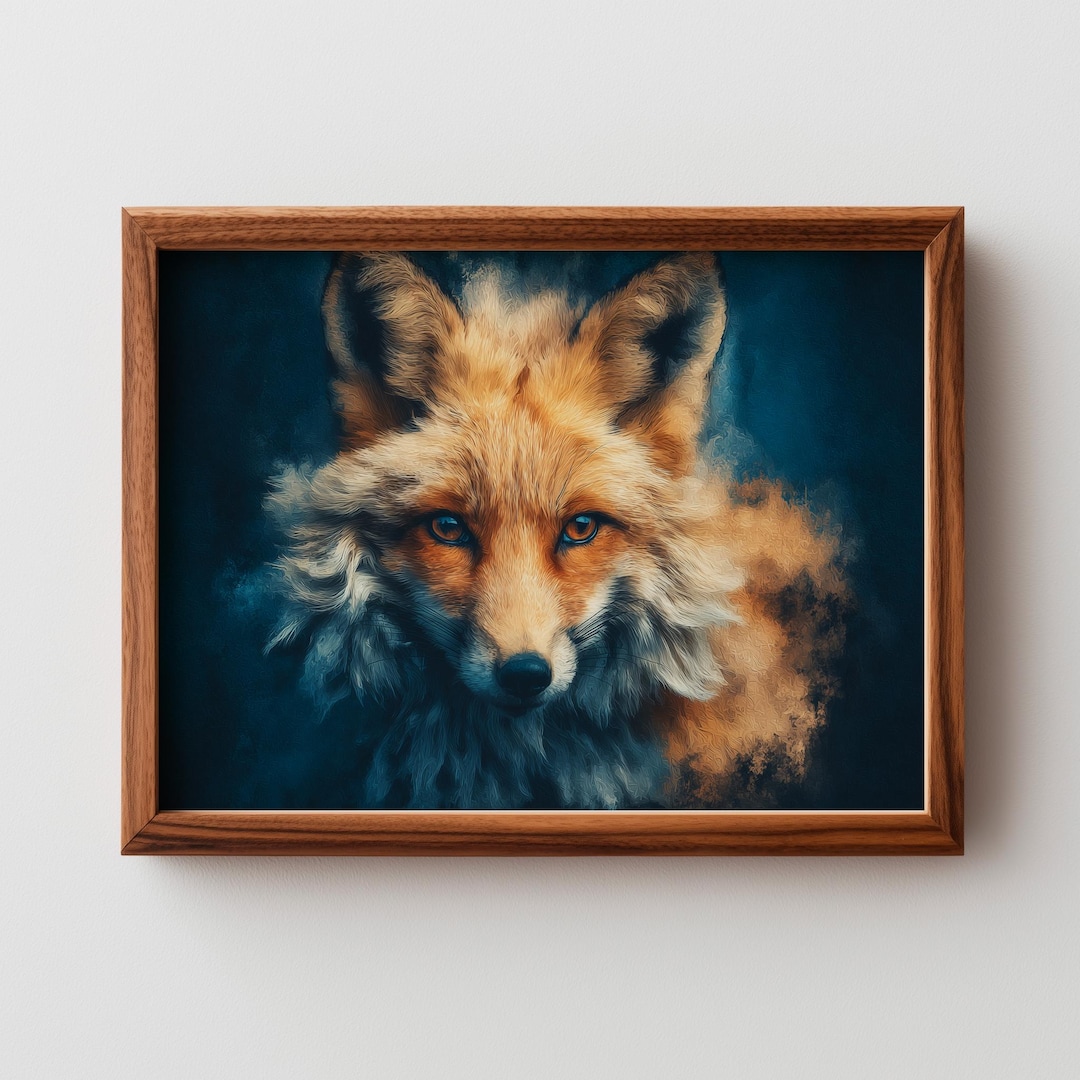 Rustic Red Fox Portrait – Moody Teal Woodland Art (digital Download) - Etsy