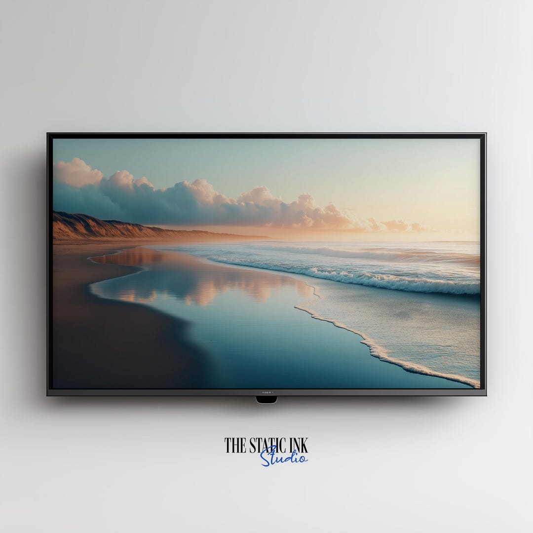 Coastal Sunrise Frame TV Art, Calm Beach Waves (digital Download) - Etsy