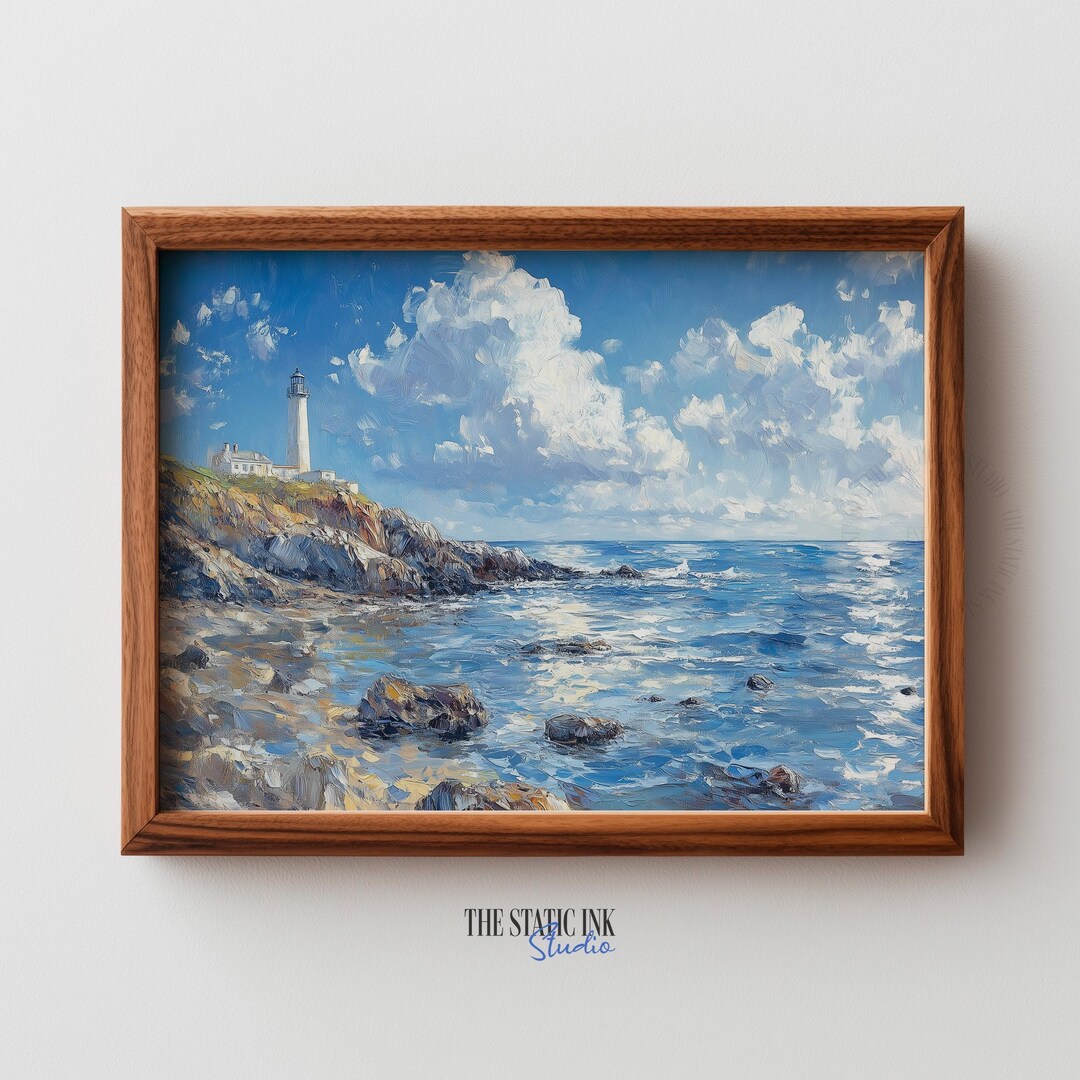 Coastal Seascape Printable Art - Serene Rocky Tide Pools, Nautical ...