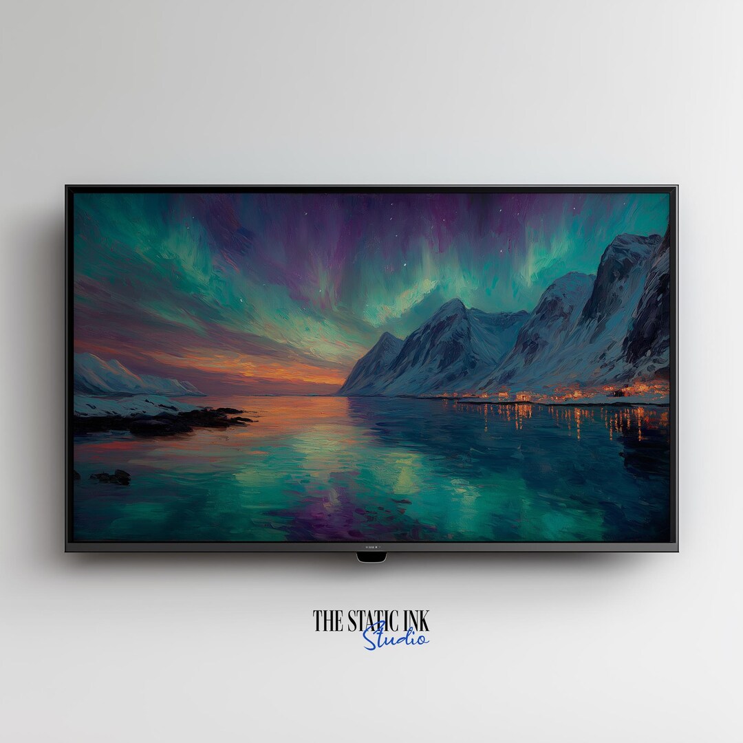 Nordic Winter Northern Lights Frame TV Art (digital Download) - Etsy