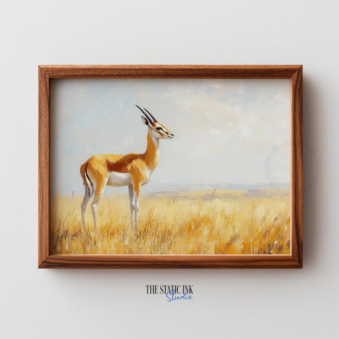 Vintage Springbok Oil Painting – Safari Landscape Art (digital Download ...