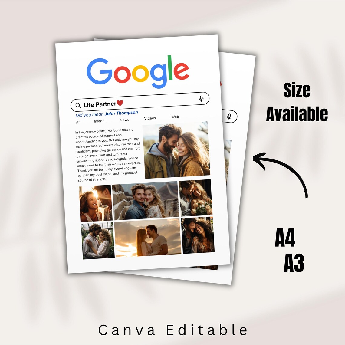 Editable Google Search Couple Photo Collage | Life Partner Printable ...