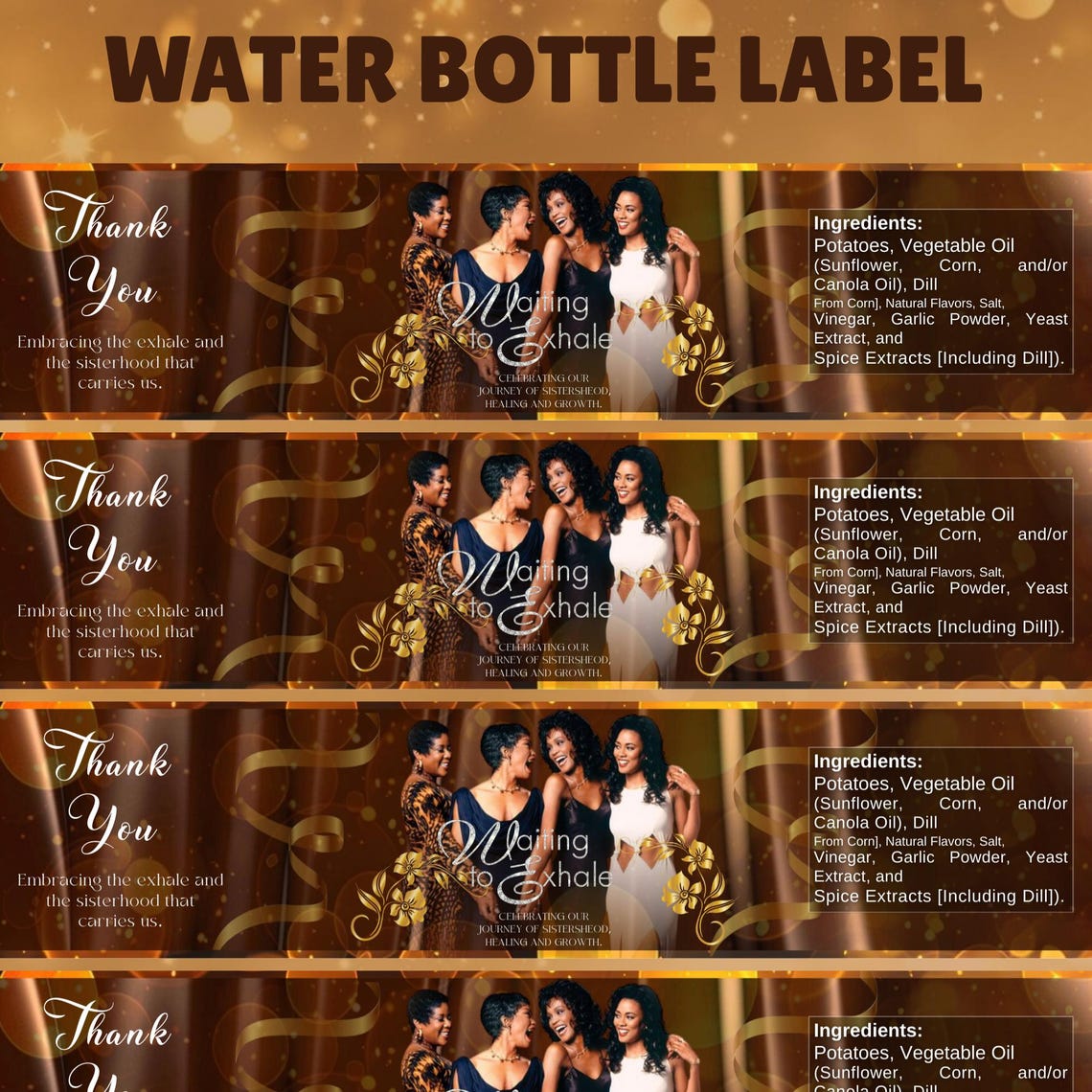 Waiting to Exhale Party Favor Labels | Chip Bag, Water Bottle, Candy ...