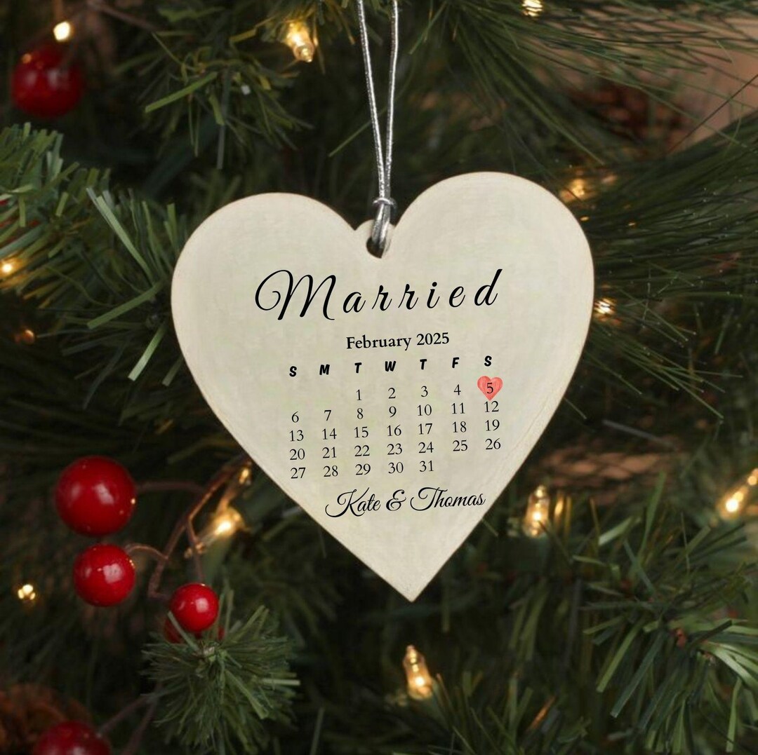 Personalized Wedding Date Heart Ornament: Porcelain Anniversary ...
