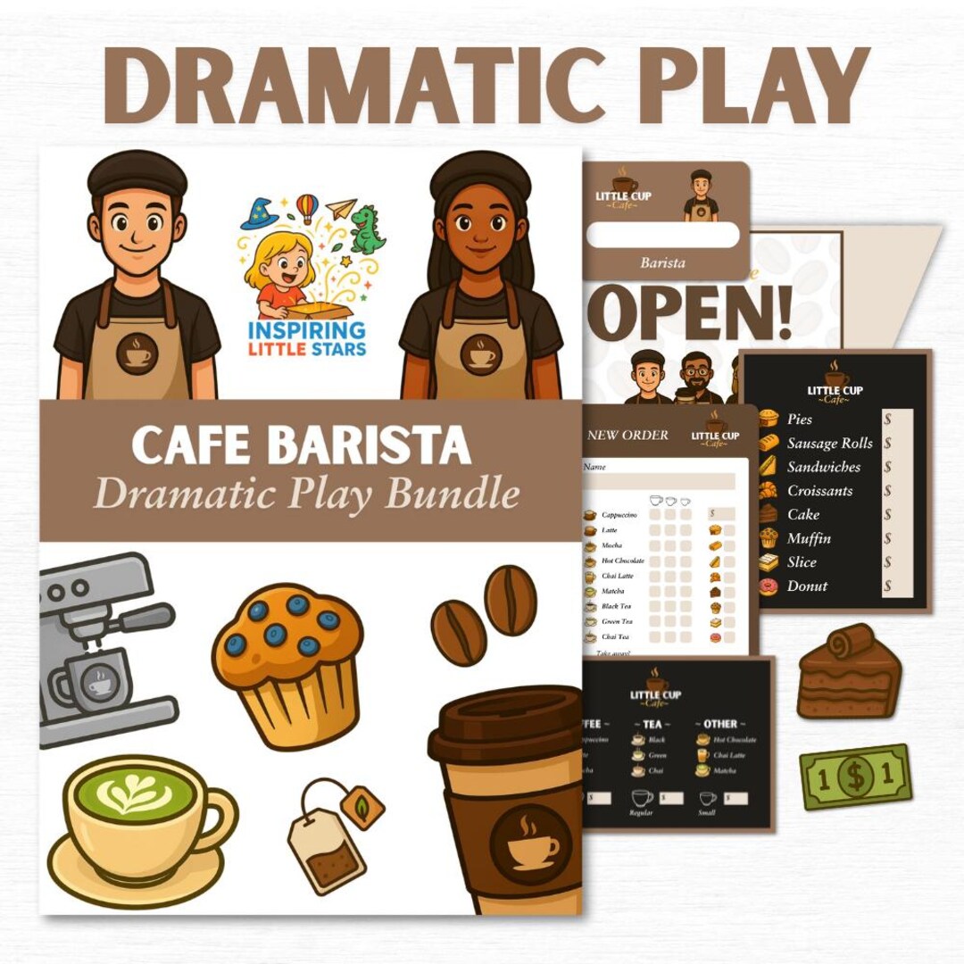 Cafe Dramatic Play Printable Bundle: Pretend Play Resources (PDF ...