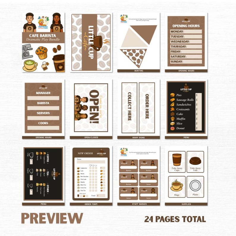 Cafe Dramatic Play Printable Bundle: Pretend Play Resources (PDF ...