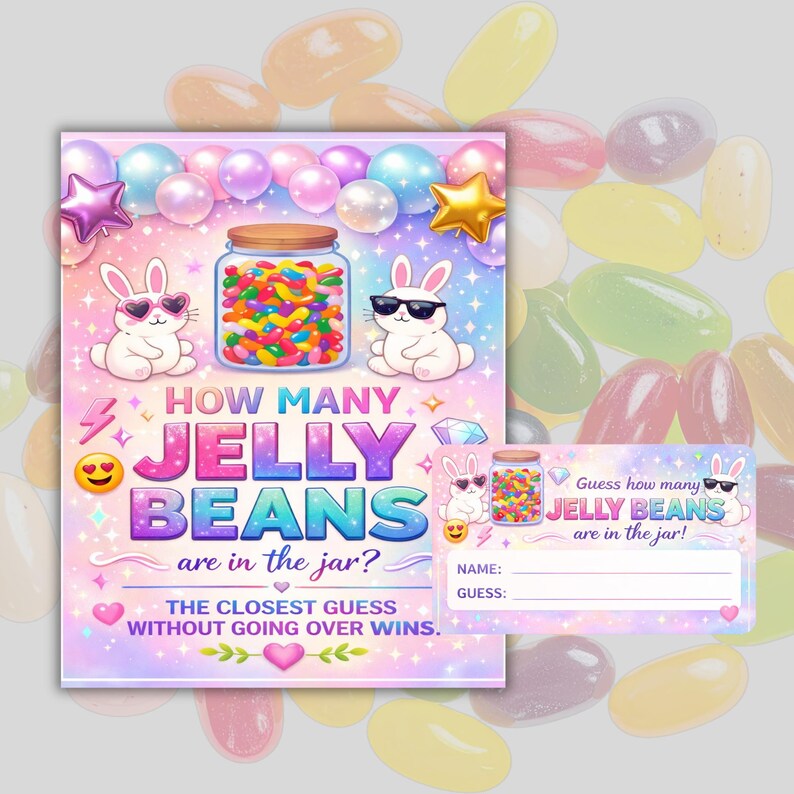 Easter Jelly Bean Guessing Game Printable, Guess How Many Jelly Beans ...