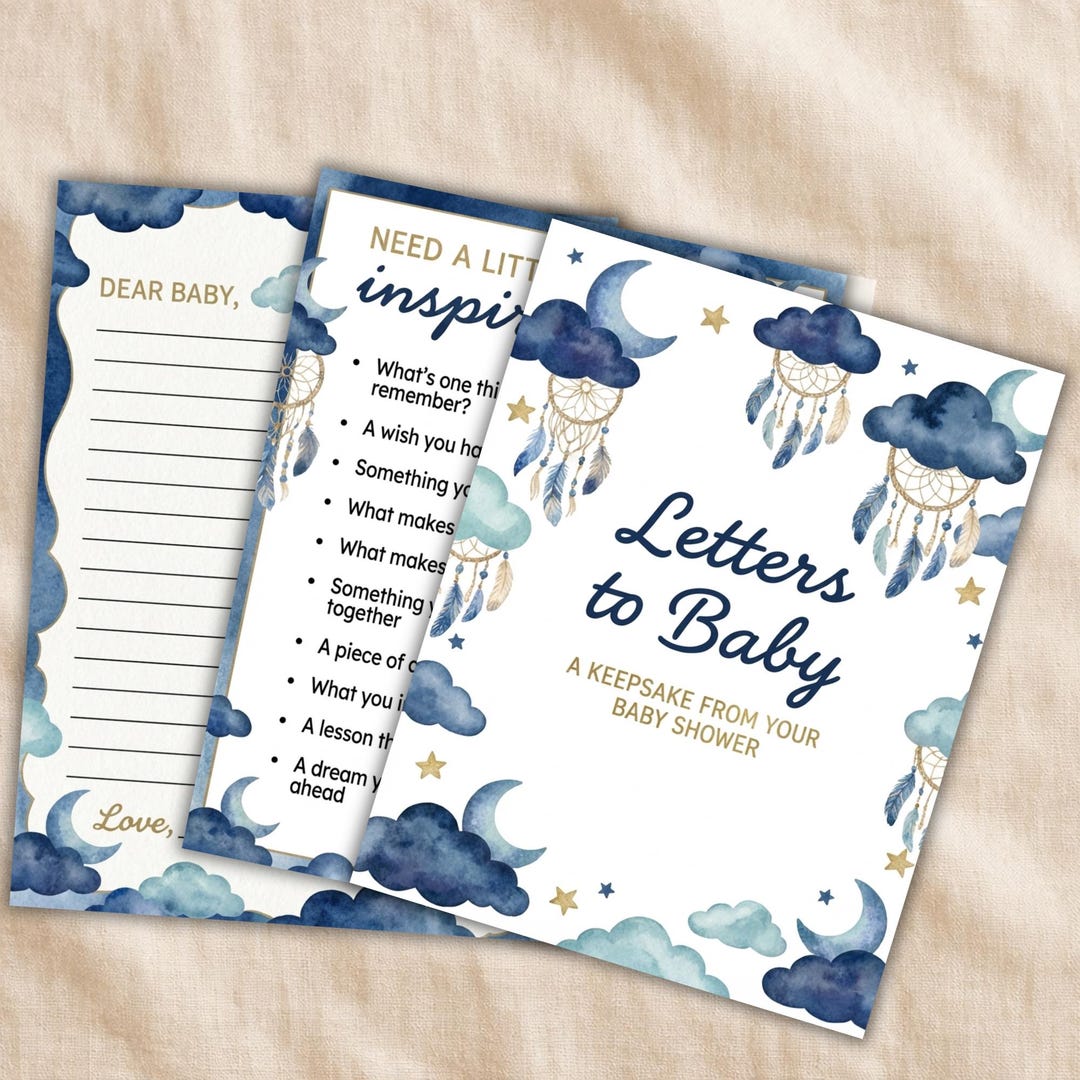 Letters to Baby Blue Boho Keepsake Printable Baby Shower Activity, for ...