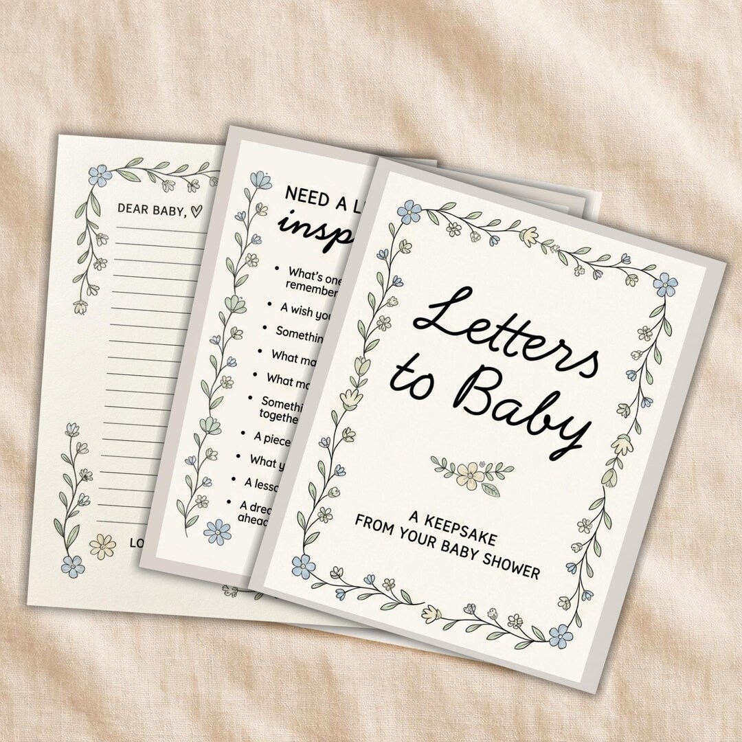 Floral Letters to Baby Printable, Baby Shower Keepsake , Floral Baby ...