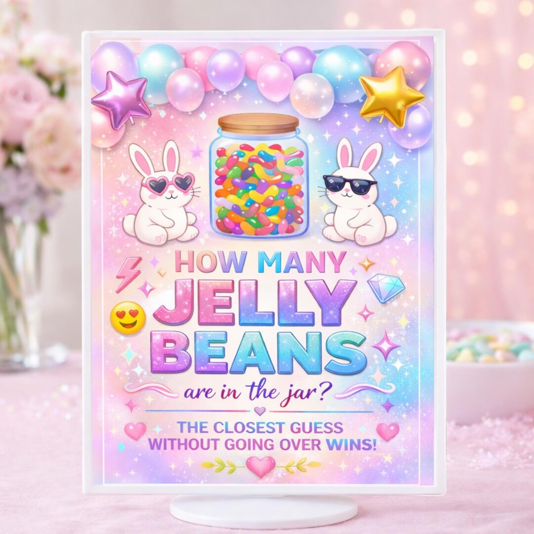 Easter Jelly Bean Guessing Game Printable, Guess How Many Jelly Beans ...
