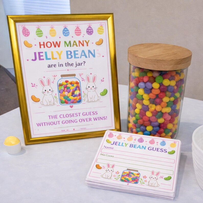 Easter Jelly Bean Guessing Game Printable, Guess How Many Jelly Beans ...