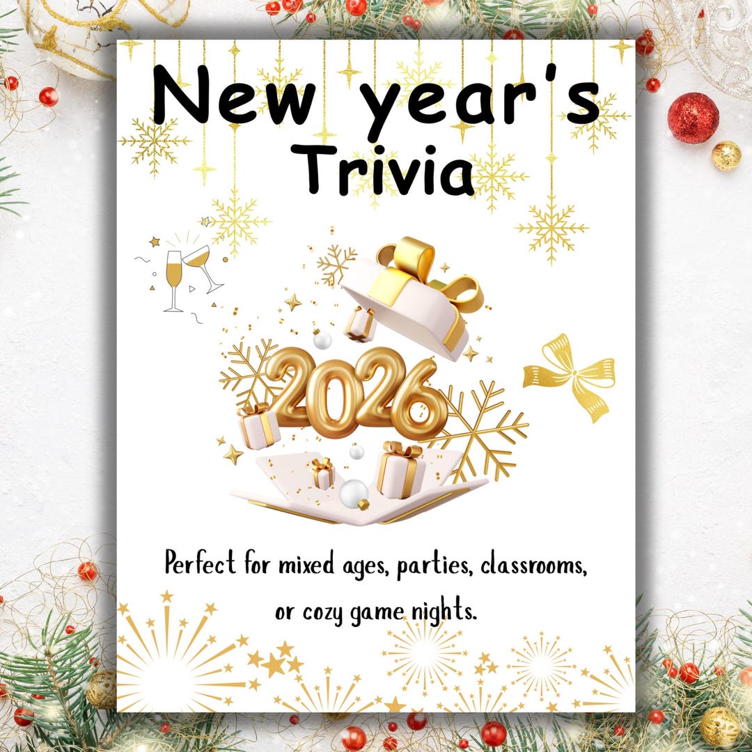 New Year’s Eve Trivia Game Printable, NYE Party Game, New Year Trivia ...