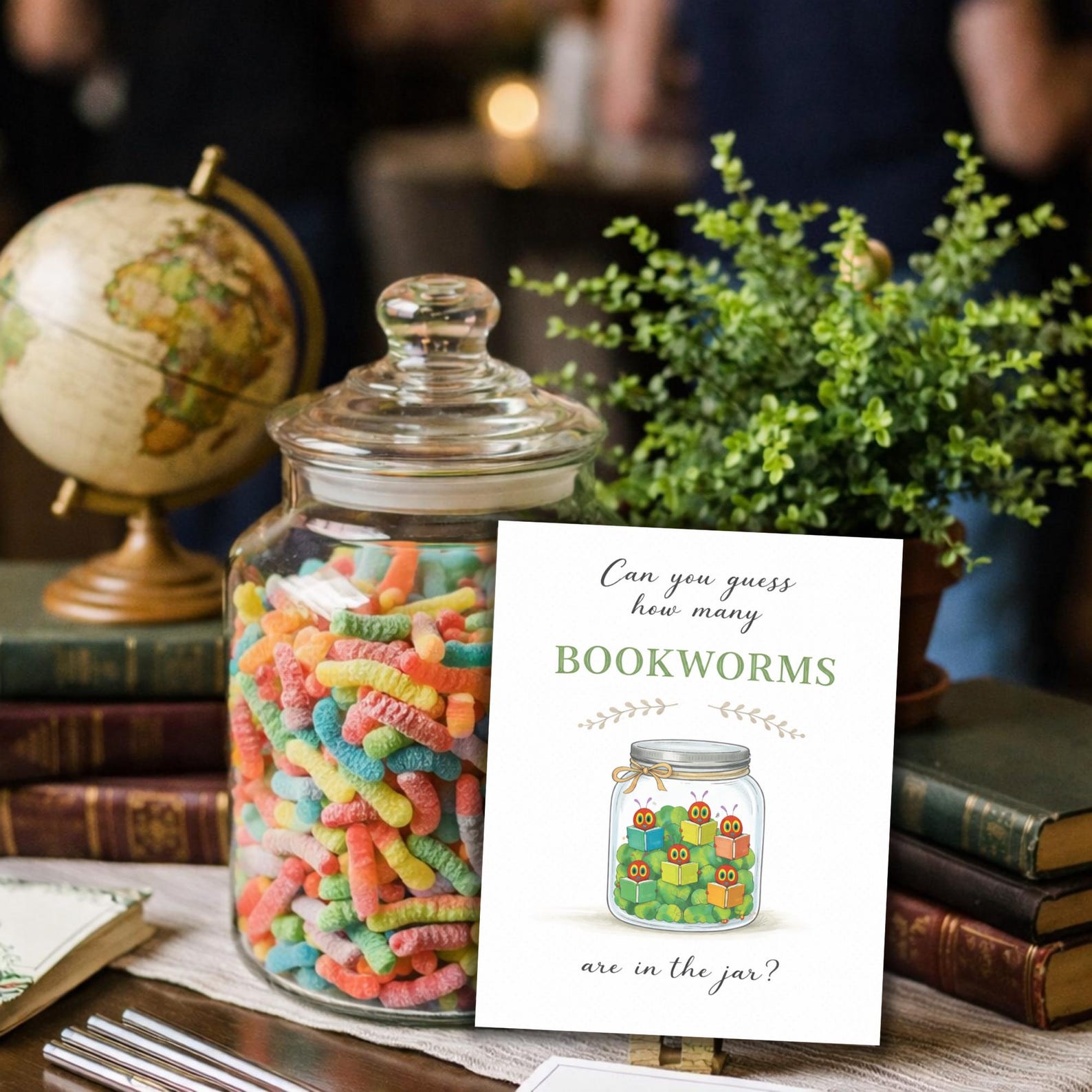 Book Themed Baby Shower Game, Guess How Many Bookworms, Printable Baby ...