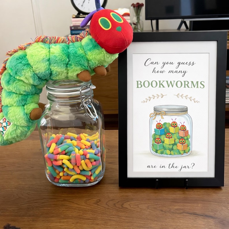 Book Themed Baby Shower Game, Guess How Many Bookworms, Printable Baby ...