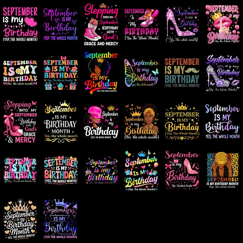 September Birthday Clipart - Etsy
