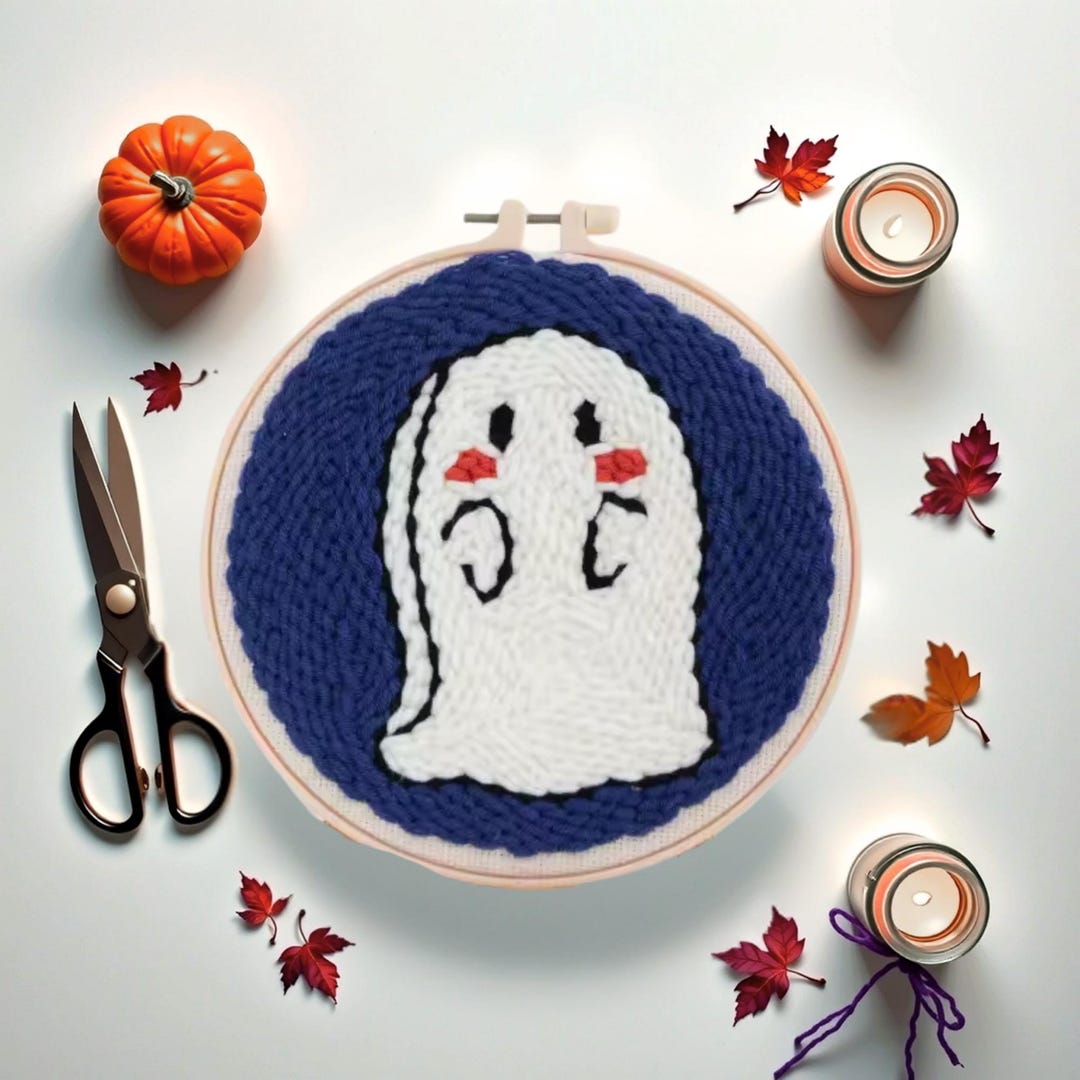 Halloween Ghost Punch Needle Embroidery Kit – DIY Beginner Craft Set ...