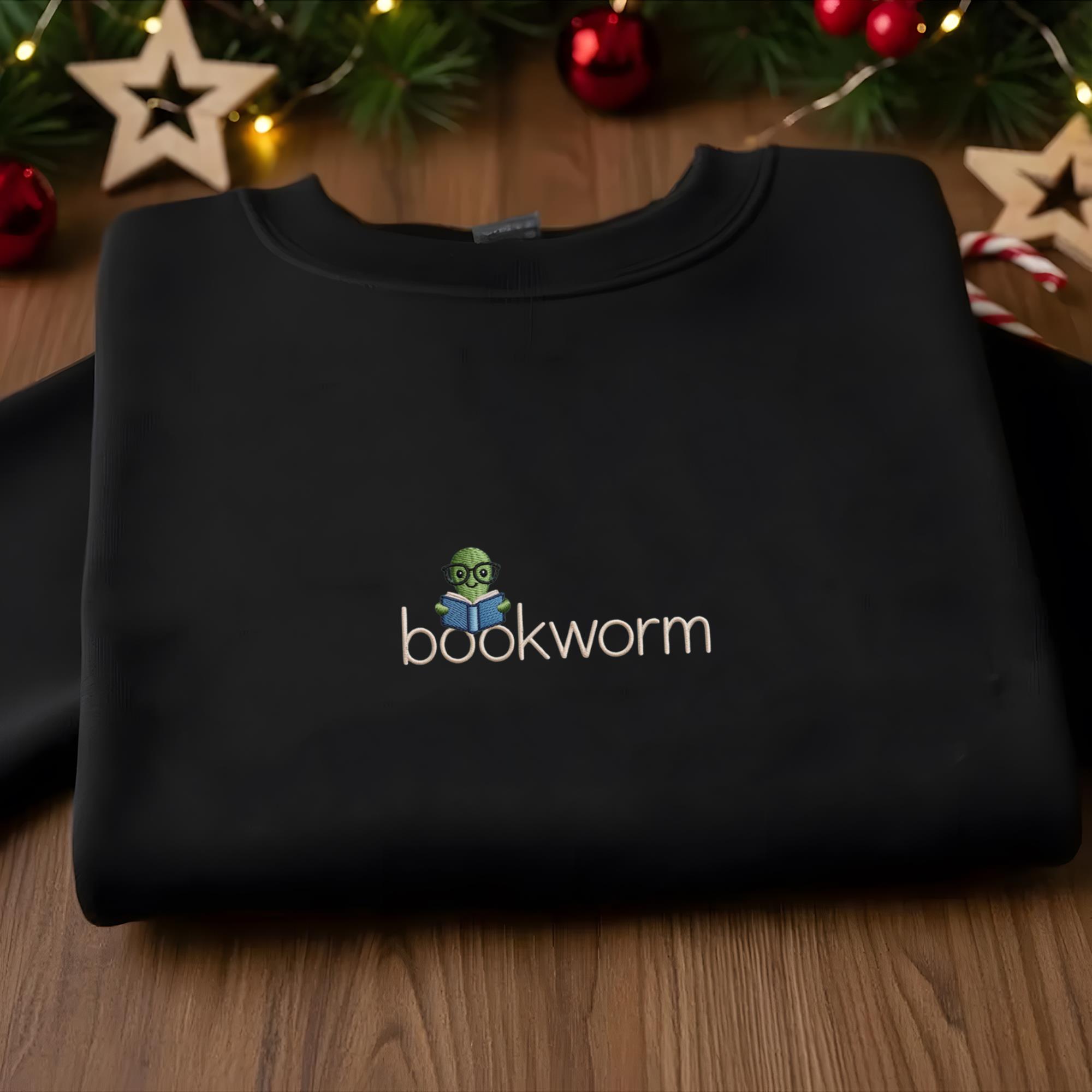 Bookworm Embroidery Design, Cute Book Lover Holiday Stitch Pattern ...
