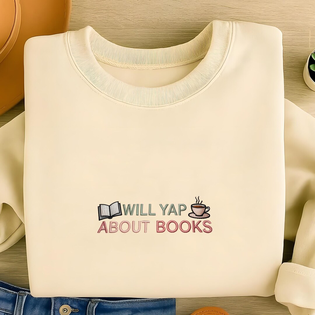 Will Yap About Books Embroidery Design, Funny Book Lover Quote Stitch ...