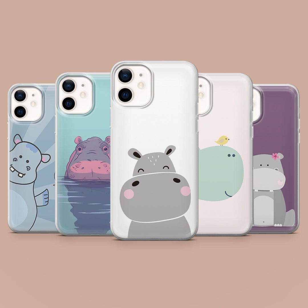 Cute Hippo Phone Case With Kawaii Animal Cover for iPhone 16,15,14,13 ...