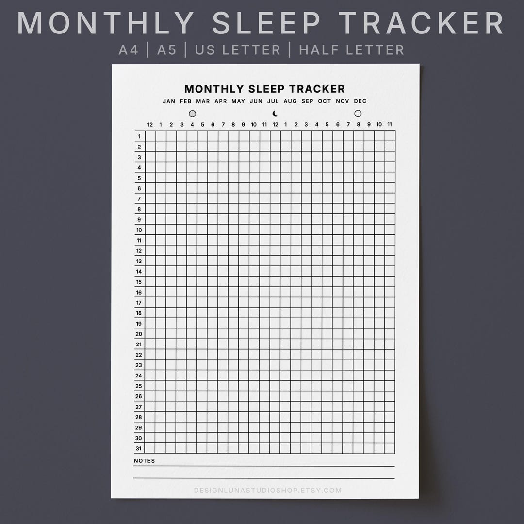 Monthly Sleep Tracker, Printable PDF, Mindfulness Self Care Undated ...