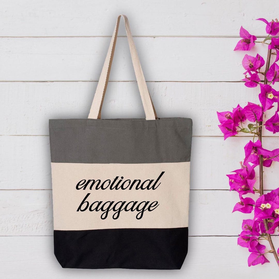 Tri-color Emotional Baggage Heavy Cotton Canvas Tote Bag: Funny Totebag ...