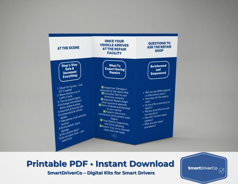 Car Accident Guide: Printable Crash Checklist for Drivers (PDF Download ...