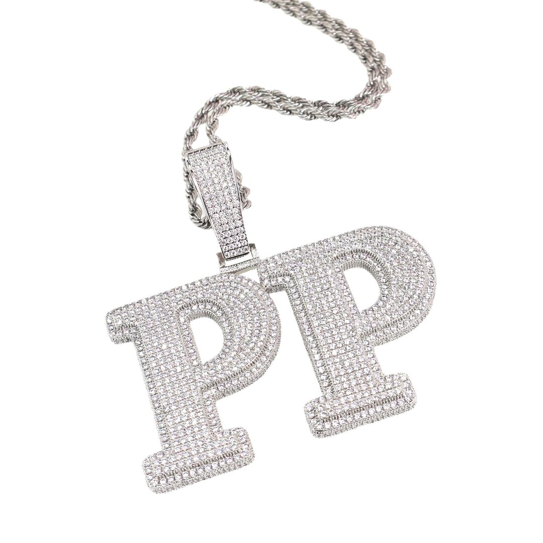 Custom Big Size Block Letters Hip Hop Pendant, Iced Out CZ Diamond ...