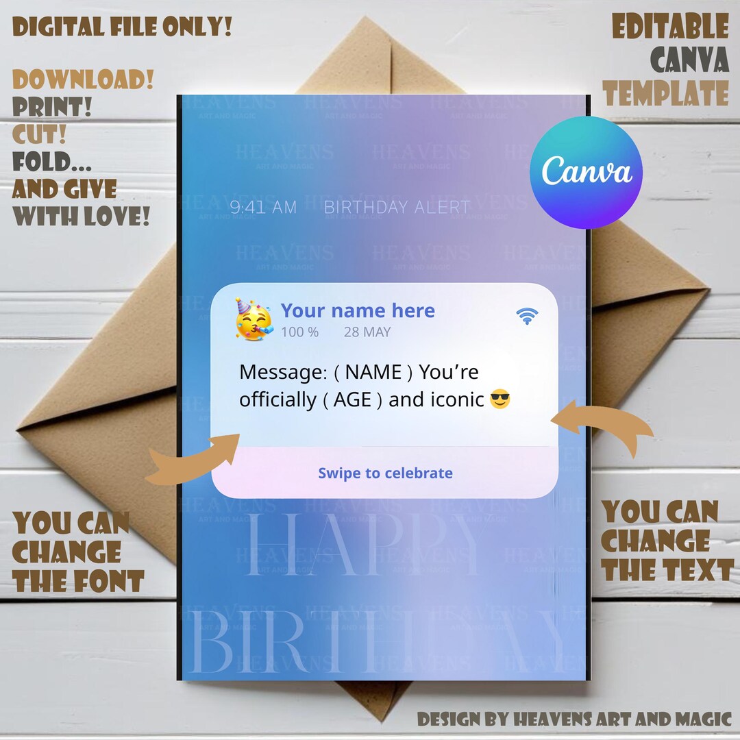 Birthday Card for Teens | Editable Digital Template | Funny ...