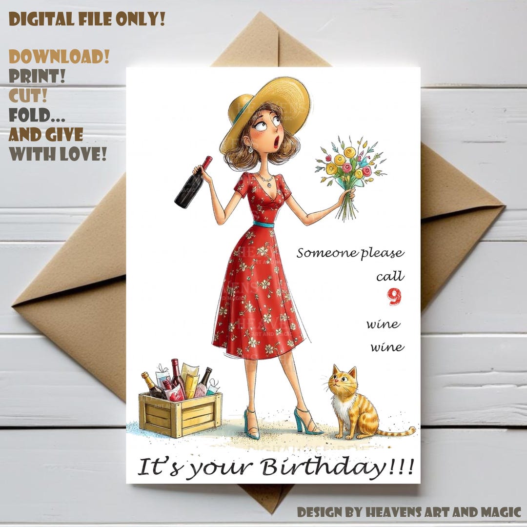 Funny Birthday Card Wine Love Card For Her Greeting Card funny-birthday-card-wine-love-card-for-her-greeting-card