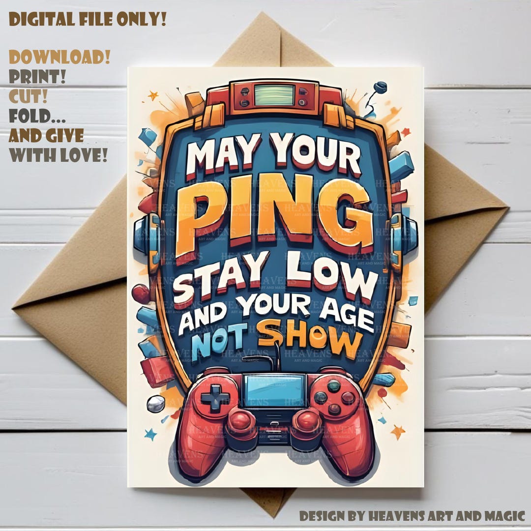 Level up Birthday Card | Gamer Card | Png Birthday Card | Print at Home ...