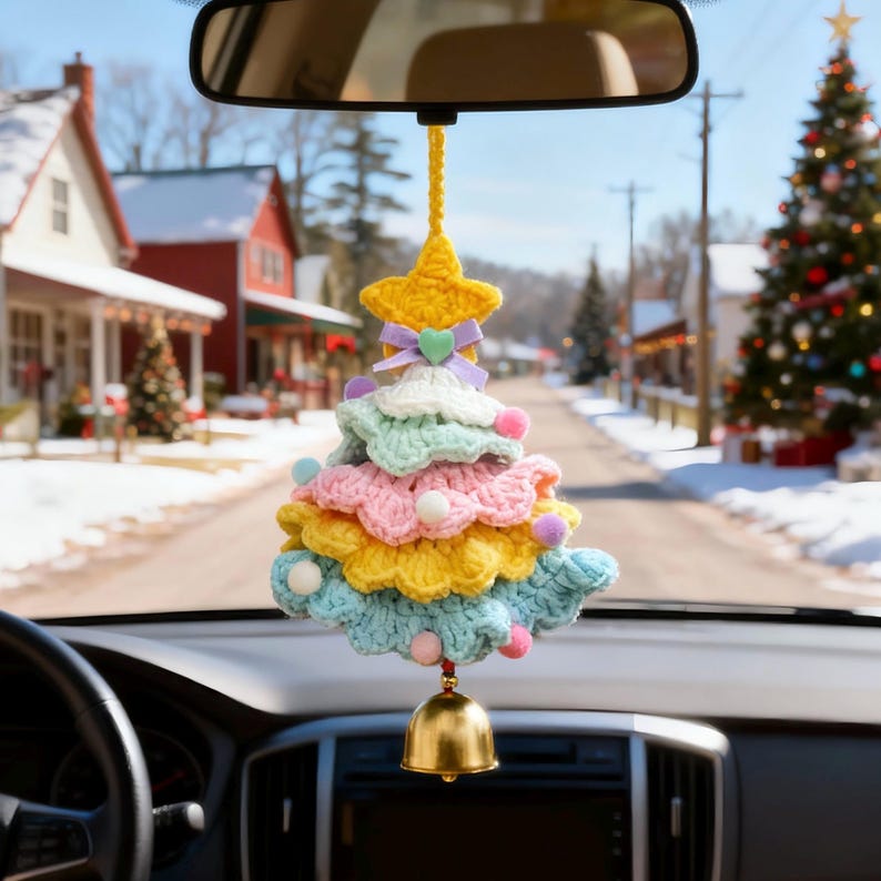 Crochet Christmas Tree Ornament – Handmade Mini Tree With Bell & Star ...