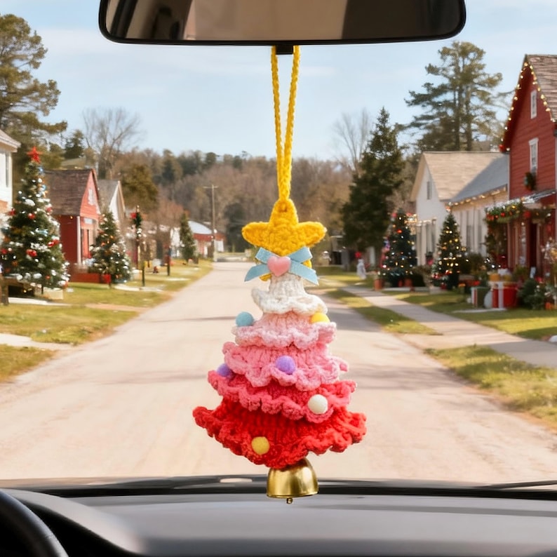 Crochet Christmas Tree Ornament – Handmade Mini Tree With Bell & Star ...
