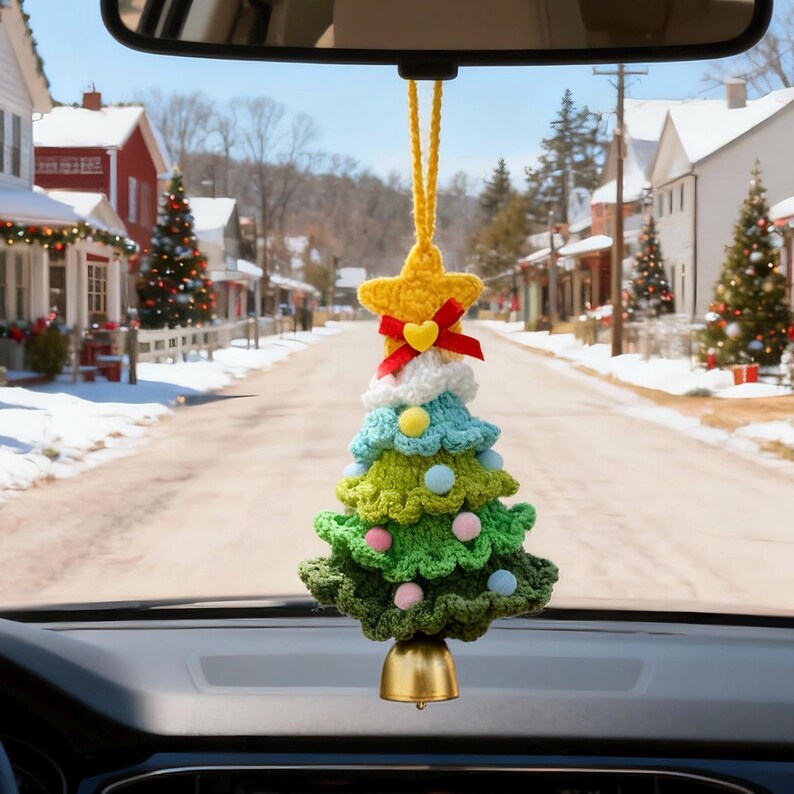 Crochet Christmas Tree Ornament – Handmade Mini Tree With Bell & Star ...