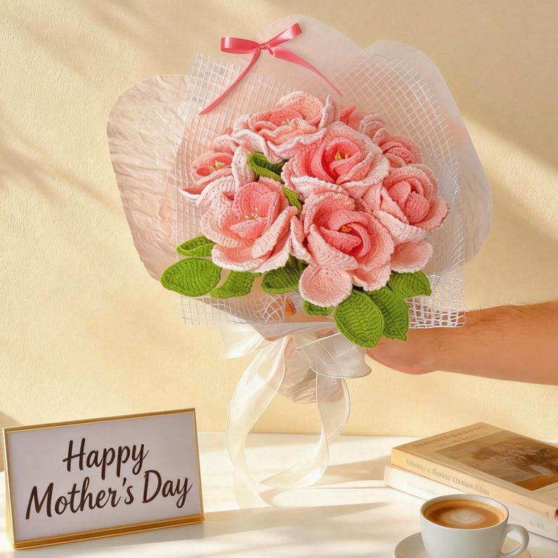 Handmade Crochet Rose Bouquet - Mother's Day Gift for Mom, Anniversary ...