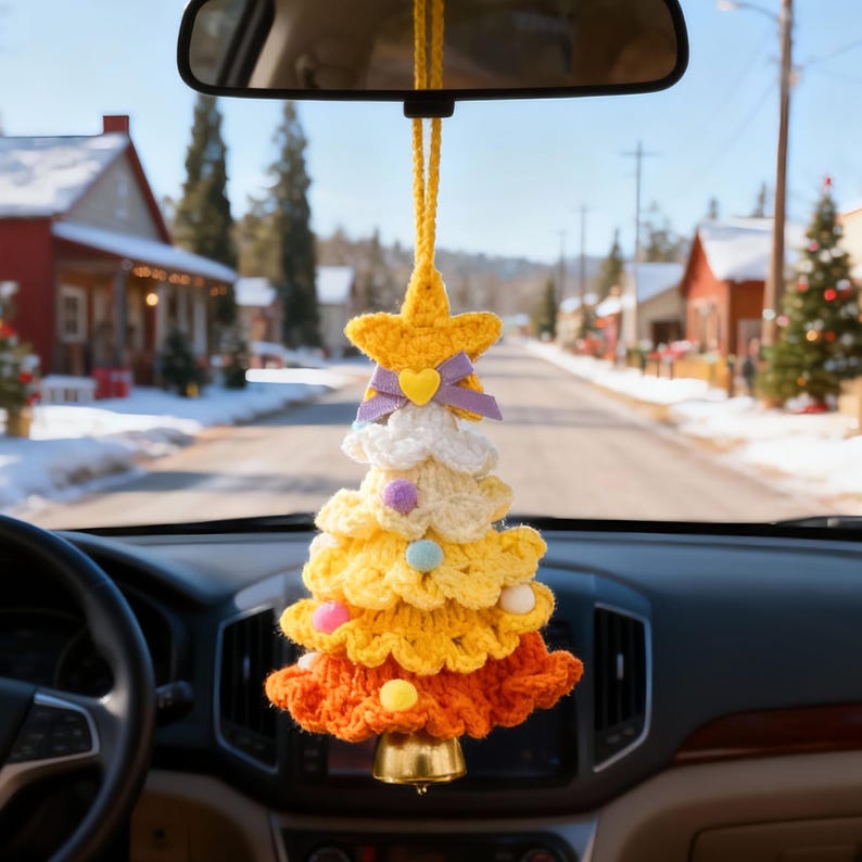 Crochet Christmas Tree Ornament – Handmade Mini Tree With Bell & Star ...