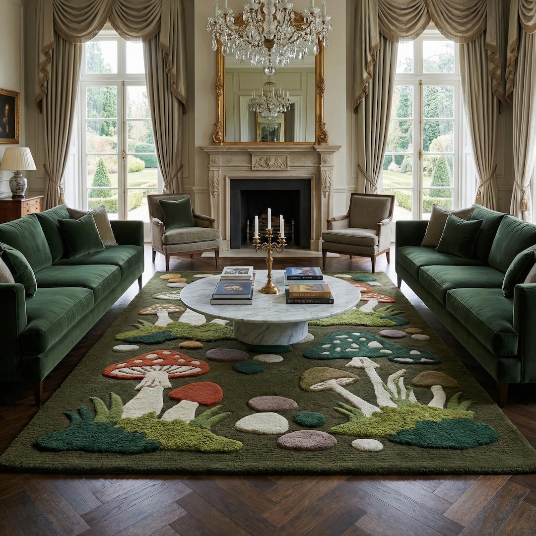 Nature-inspired Mushroom Meadow Hand Tufted Wool Rug | Fairy Tale ...