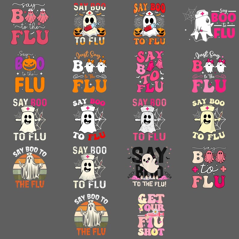 Say Boo to the Flu PNG, Funny Halloween Nurse Sublimation, Cute Ghost ...