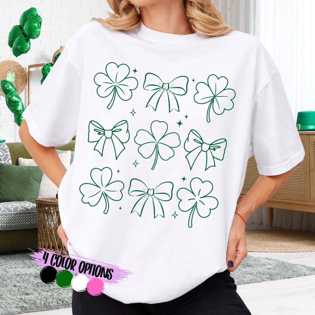 St Patrick's Day SVG PNG | Feeling Lucky Clipart | Lucky Bow & Clover ...