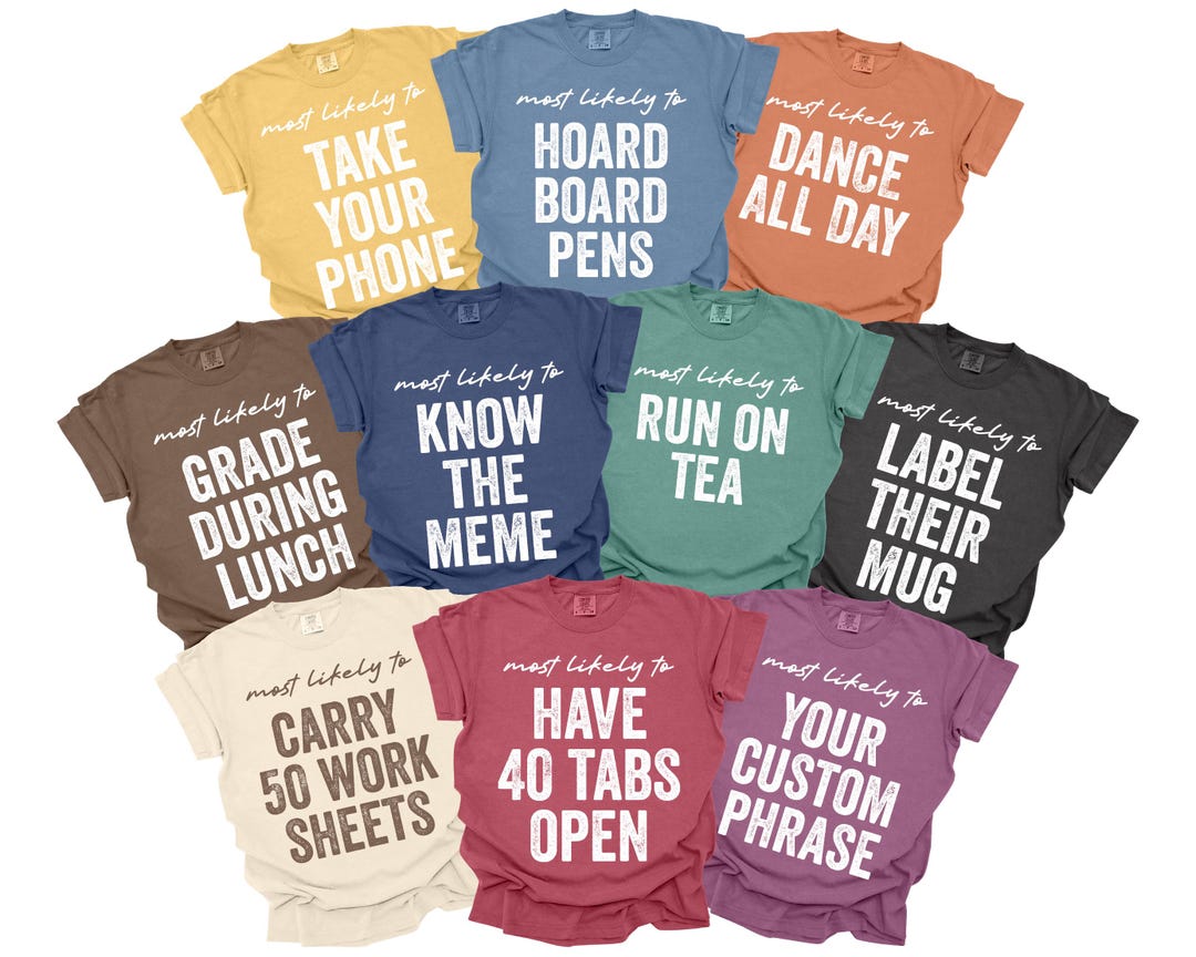 Most Likely to Teacher Edition Shirts, Comfort Colors Teacher Shirts ...