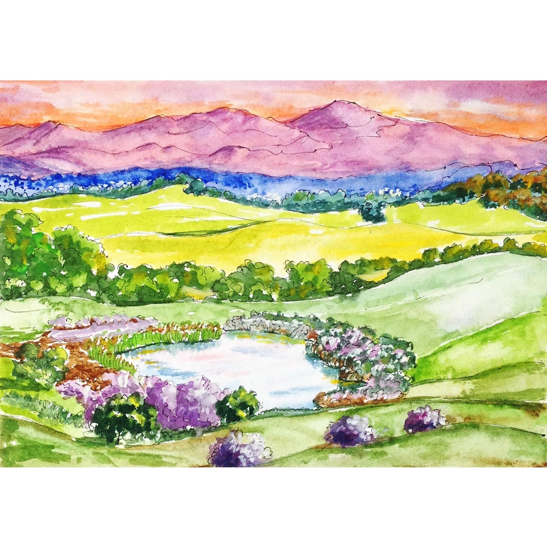 Mount Diablo Original Watercolor Painting: California Landscape Travel ...