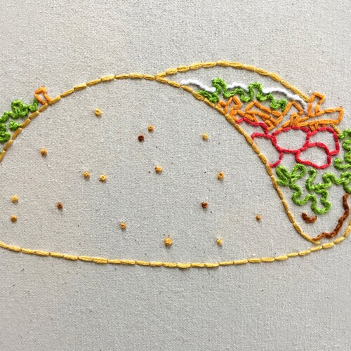 Taco Hand Embroidery Pattern Taco Food Mexican - Etsy