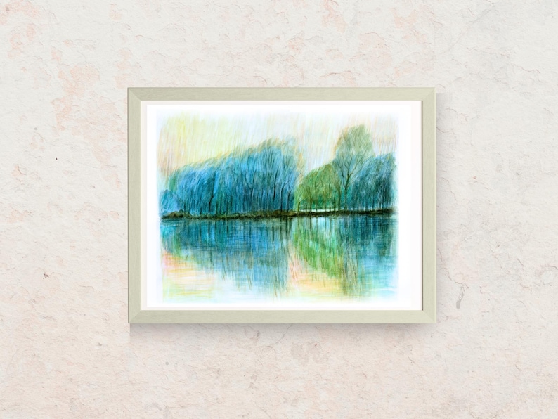 Lake Landscape Art Print, Kentish Landscape, Watercolour Nature Wall ...