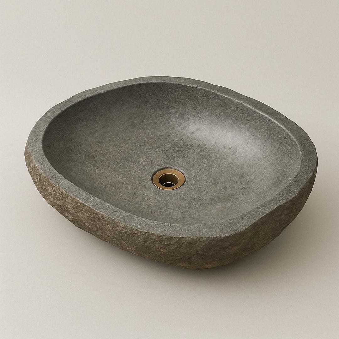 Countertop Washbasin in Natural Stone, Raw Finish, Hand-carved From ...
