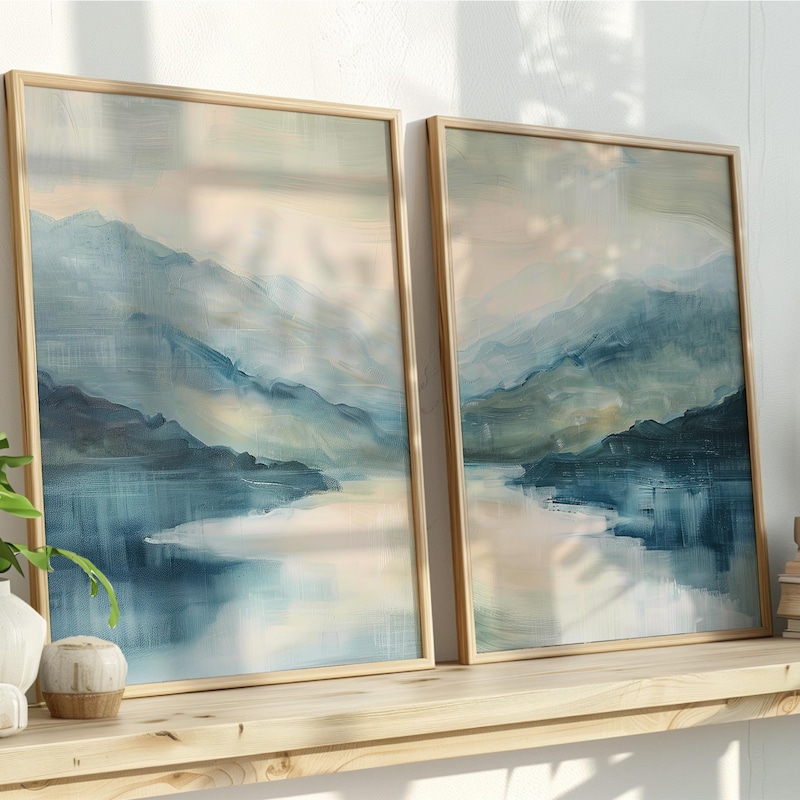 Blue Grey Diptych - Etsy UK