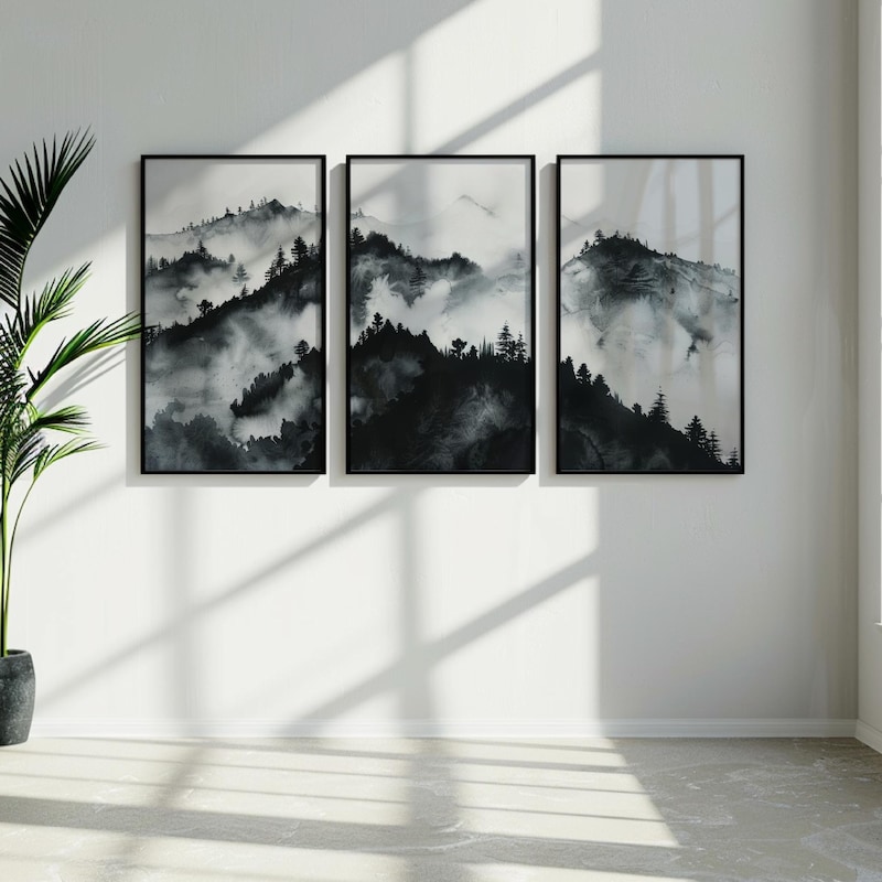 Sumi Ink Landscape Print - Etsy