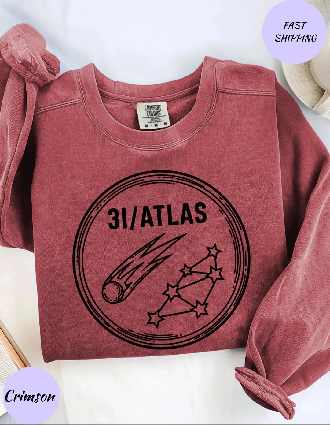 3I/ATLAS Constellation Sweatshirt, Crimson Comfort Colors Fleece - Etsy