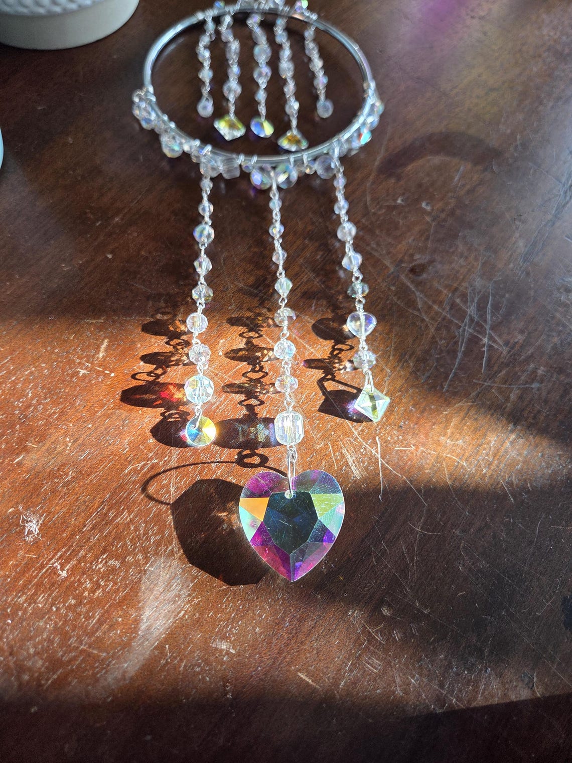 Rainbow Heart Crystal Suncatcher - Etsy