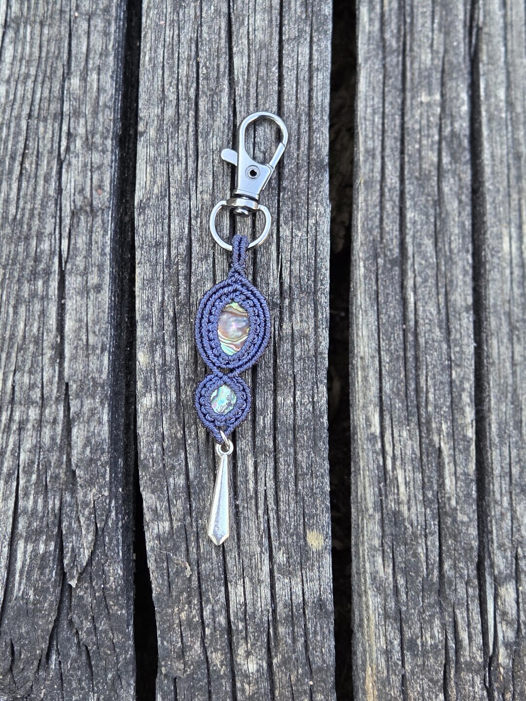 Macrame Abalone Shell Keychain: Ocean Boho Bag Charm - Etsy